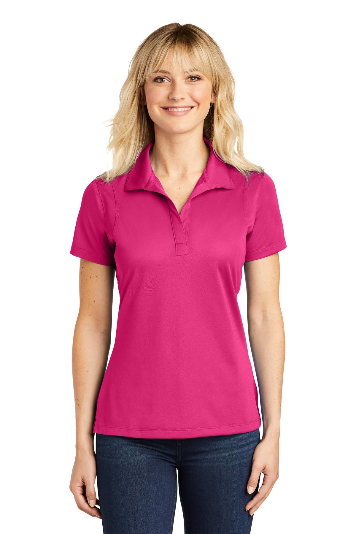 SPORT-TEK Women's Micropique Sport Wick Polo L Pink Raspberry