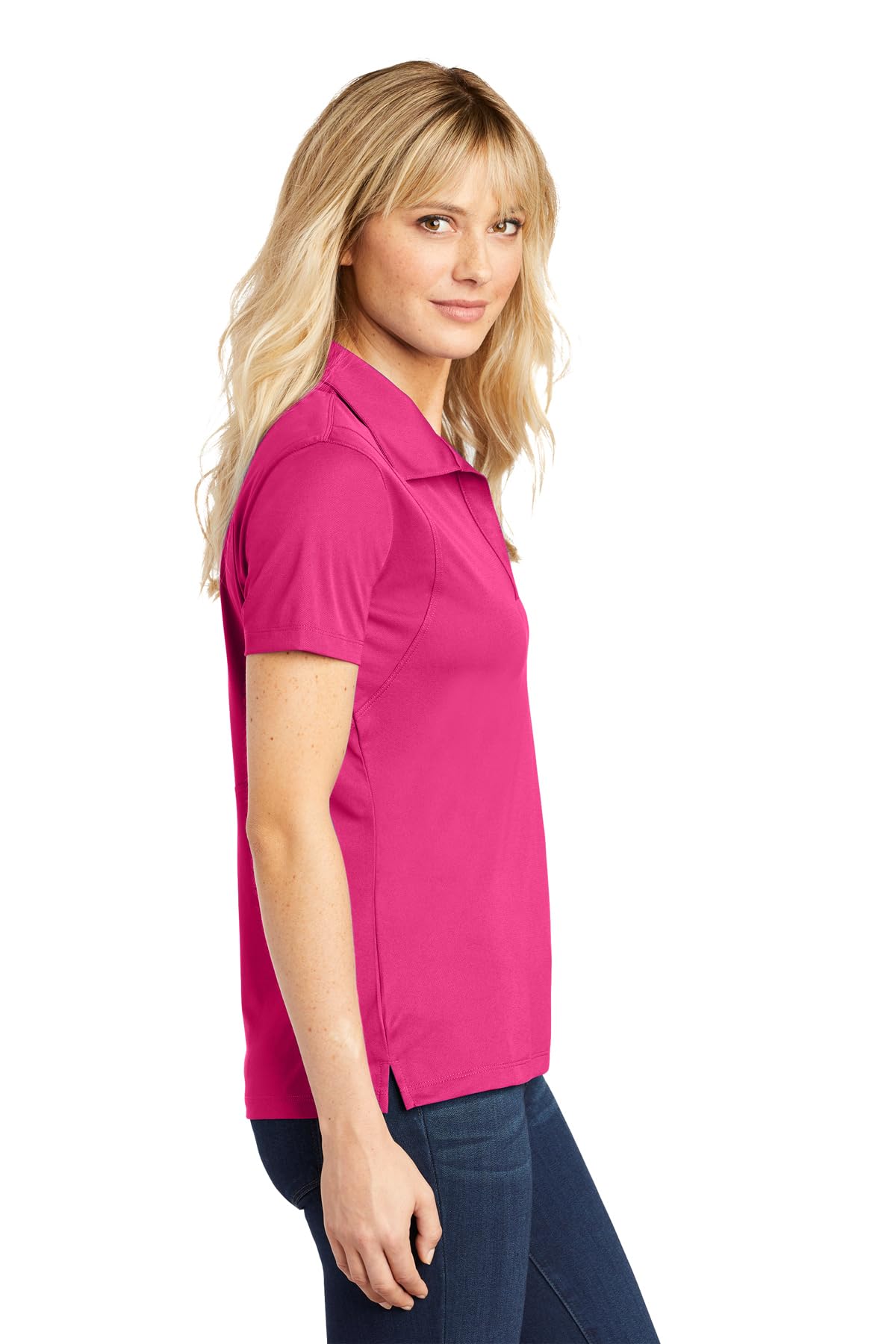 SPORT-TEK Women's Micropique Sport Wick Polo L Pink Raspberry