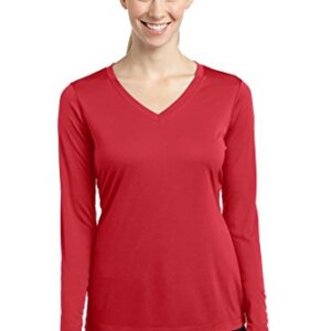 SPORT-TEK Women's Long Sleeve V Neck PosiCharge Competitor Tee XL True Red