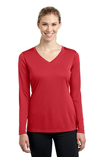 SPORT-TEK Women's Long Sleeve V Neck PosiCharge Competitor Tee XL True Red