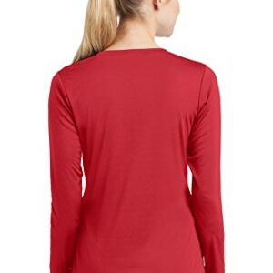 SPORT-TEK Women's Long Sleeve V Neck PosiCharge Competitor Tee XL True Red