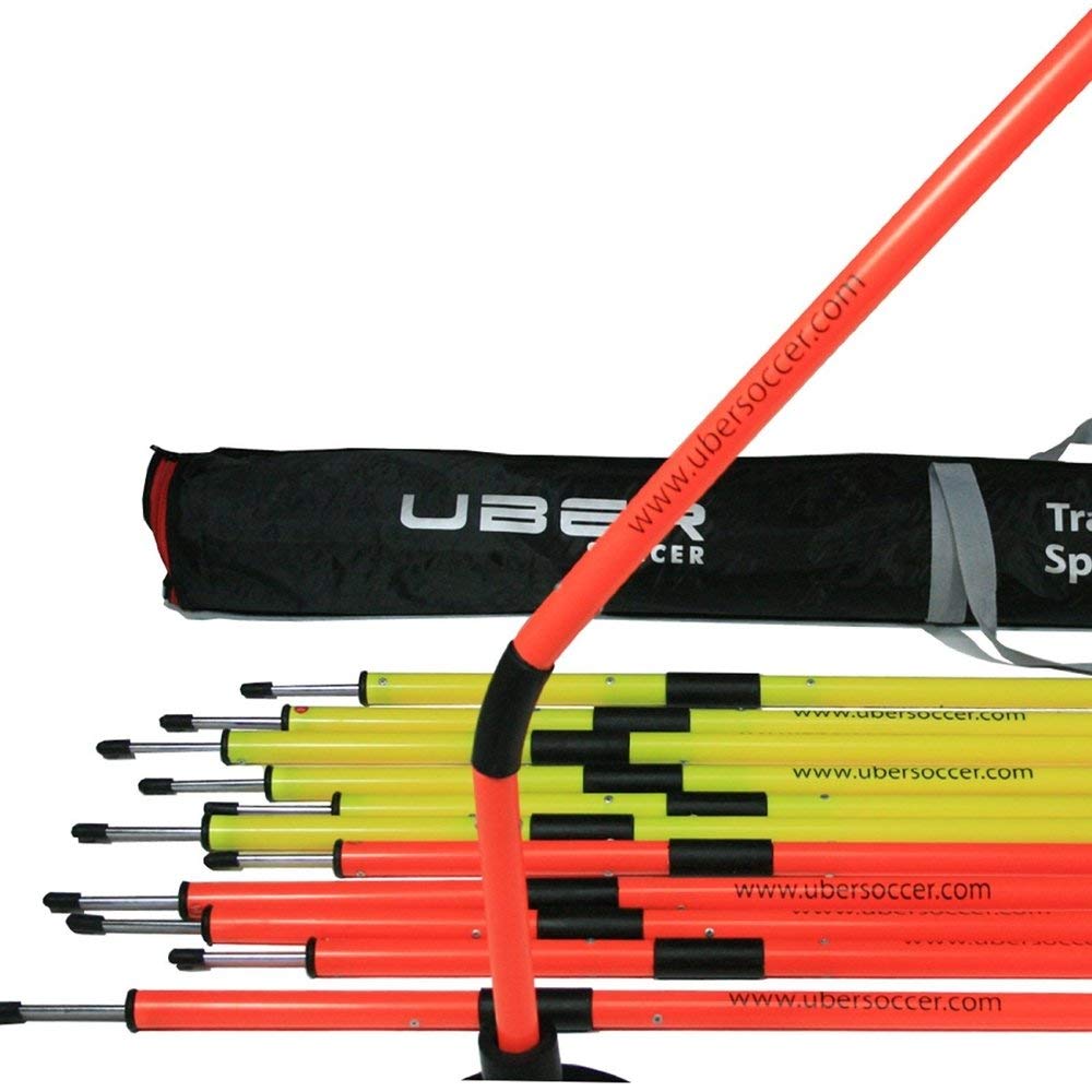 Uber Soccer Speed and Agility Training Poles -Spring Loaded Training Poles - Set of 12