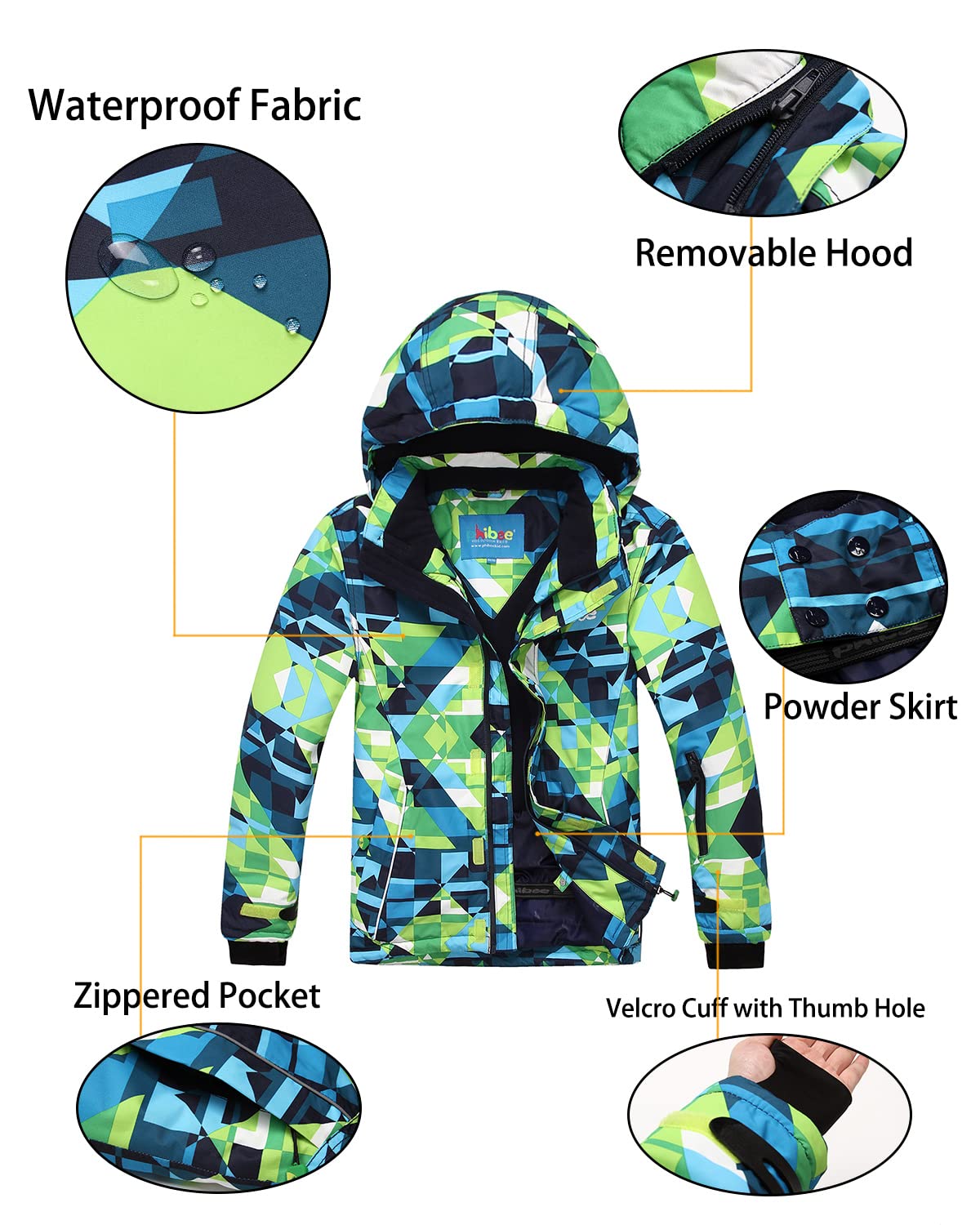 PHIBEE Big Boy's Waterproof Breathable Snowboard Ski Jacket Size 16