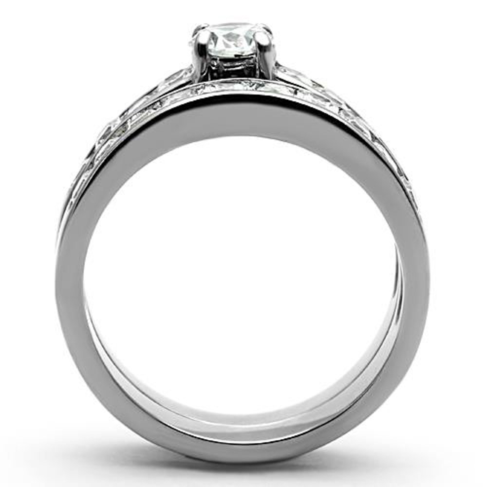 Marimor Jewelry 3.25 Carat Cubic Zirconia Stainless Steel 316 Engagement Wedding Ring Set Size 8