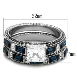 Marimor Jewelry Women's Stainless Steel 316 Cubic Zirconia Antique Design Wedding Ring Set Size 7