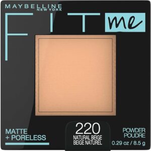 maybelline fit me matte + poreless pressed face powder makeup & setting powder, natural beige, 1 count