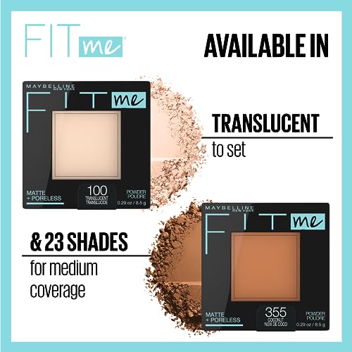 Maybelline Fit Me Matte + Poreless Pressed Face Powder Makeup & Setting Powder, Natural Beige, 1 Count