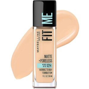 maybelline fit me matte + poreless liquid oil-free foundation makeup, classic ivory, 1 count (packaging may vary)