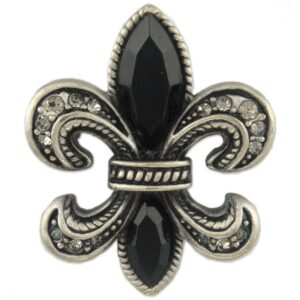 women's crystal antique black fleur de lys brooch pin made with swarovski elements