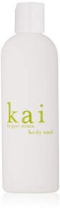 kai body wash, 8 fl oz., foaming body wash with vitamin e, extracts of cucumber + comfrey, scented with the delicously, fresh + clean signature fragrance. vegan, cruelty free, made in the usa