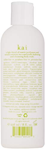 kai Body Wash, 8 Fl Oz., foaming body wash with vitamin e, extracts of cucumber + comfrey, scented with the delicously, fresh + clean signature fragrance. vegan, cruelty free, made in the usa