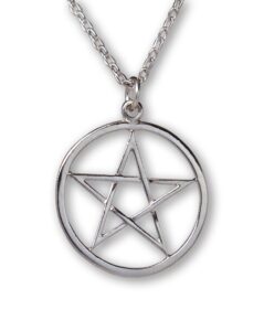 pentacle pentagram polished silver finish medieval renaissance pendant necklace