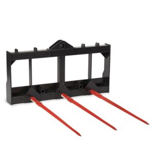 titan attachments hd skid steer hay frame attachment, three 49" hay spears, rated 4,000 lb, quick tach mounting, hay handing equipment for bobcat tractors