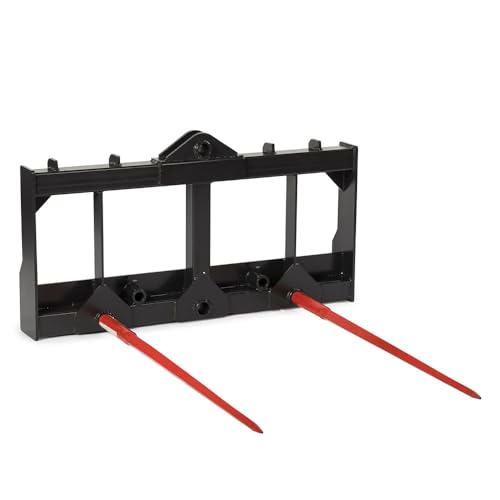 Titan Attachments HD Skid Steer Hay Frame Attachment, Two 49" Hay Spears, Rated 4,000 LB, Quick Tach Mounting, Hay Handing Equipment for Bobcat Tractors