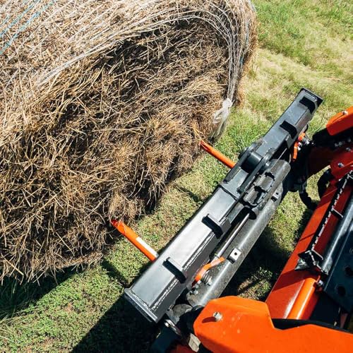 Titan Attachments HD Skid Steer Hay Frame Attachment, Two 49" Hay Spears, Rated 4,000 LB, Quick Tach Mounting, Hay Handing Equipment for Bobcat Tractors