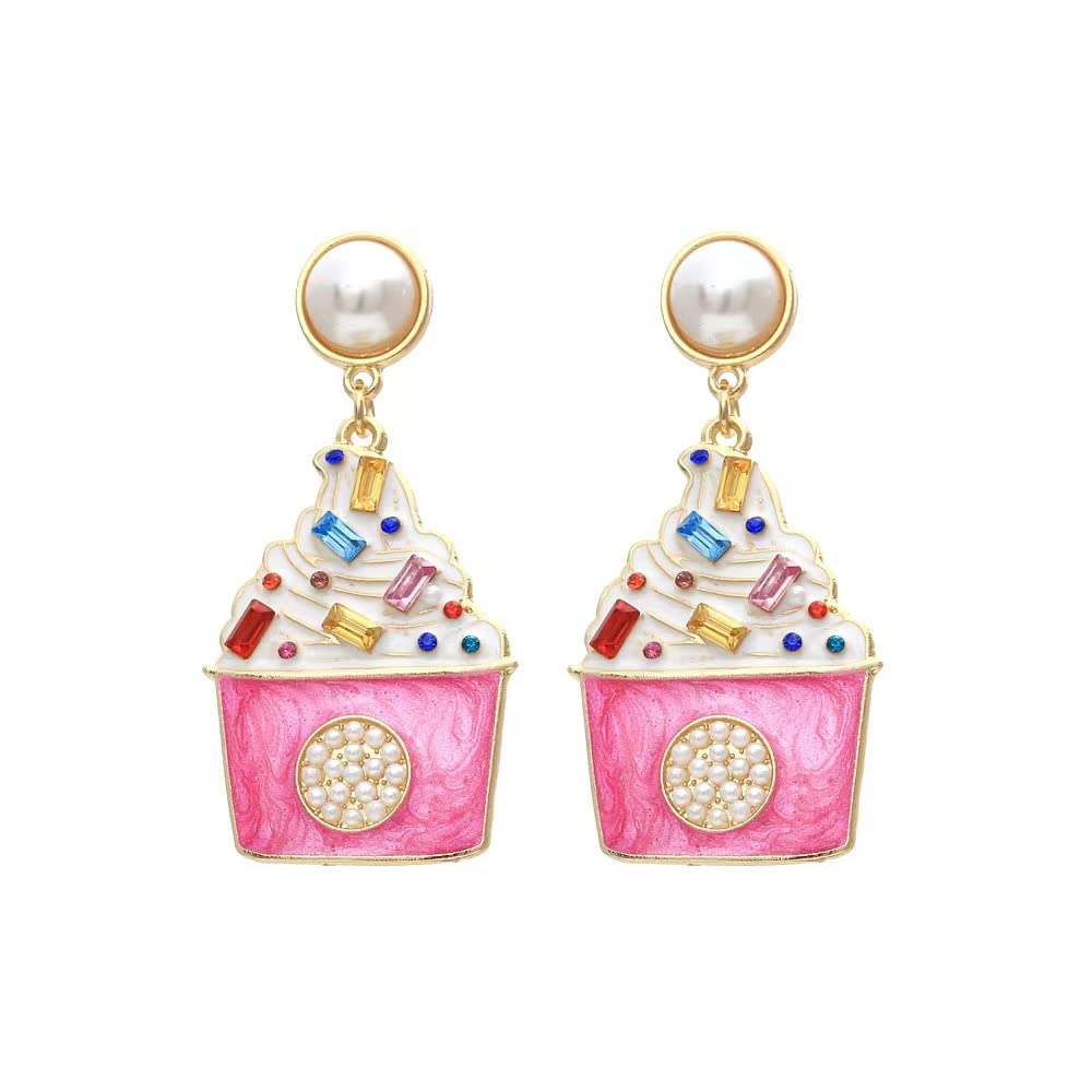 Hand Jeweled Cupcake Earrings for Bakers, Women. Jeweled Cupcake Earrings