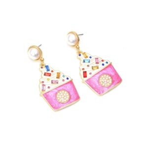 Hand Jeweled Cupcake Earrings for Bakers, Women. Jeweled Cupcake Earrings