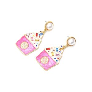 Hand Jeweled Cupcake Earrings for Bakers, Women. Jeweled Cupcake Earrings