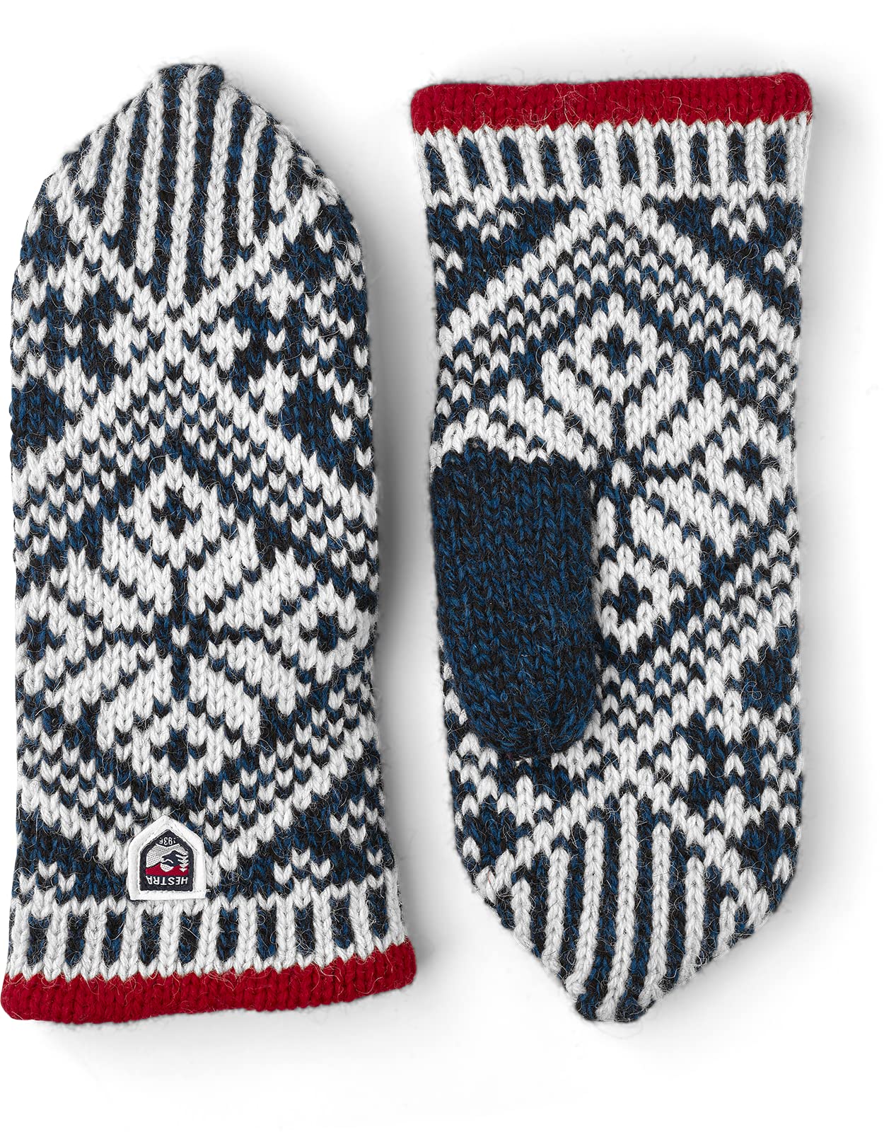 Hestra Unisex Nordic Wool Mitt Insulated Mittens for Cold Weather & Everyday Wear - Medium Blue/Offwhite - 9