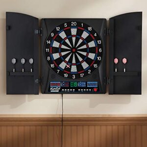 Fat Cat Electronx Electronic Dartboard Compact Size Over 35 Games with 167 Options Built-In Cabinet and Dart Storage for up to 12 Darts Auto Scoring LCD Display 8-Player Multiplayer and Soft Tip Darts