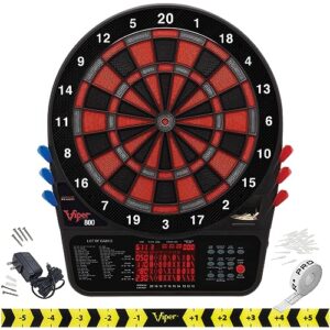 viper by gld products 800 regulation size electronic dartboard, featuring 57 game options for up to 16 players, enhanced scoring experience with ultra-thin spider, and top quality segments to reduce bounce outs, black