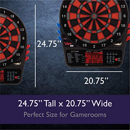 Viper by GLD Products 800 Regulation Size Electronic Dartboard, Featuring 57 Game options for up to 16 players, Enhanced Scoring Experience with Ultra-Thin Spider, and Top Quality Segments to Reduce Bounce Outs, Black