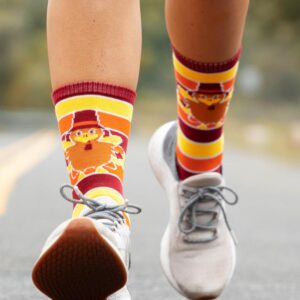 Gone For a Run Run Now Gobble Later | Running Woven Mid Calf Socks Thanksgiving Socks | Small