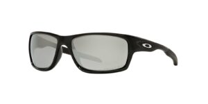 oakley men's oo9225 rectangular sunglasses, polished black/chrome iridium polarized, 60mm