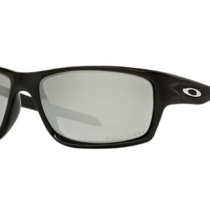 Oakley Men's OO9225 Rectangular Sunglasses, Polished Black/Chrome Iridium Polarized, 60mm