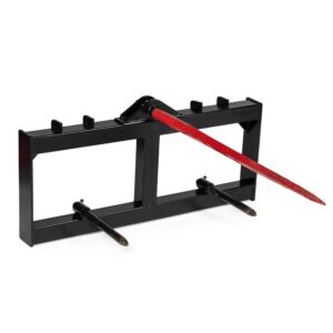 titan attachments skid steer hay frame attachment, 49" hay spear and stabilizer spears, rated 3,000 lb, quick tach mounting, hay handing equipment for bobcat tractors