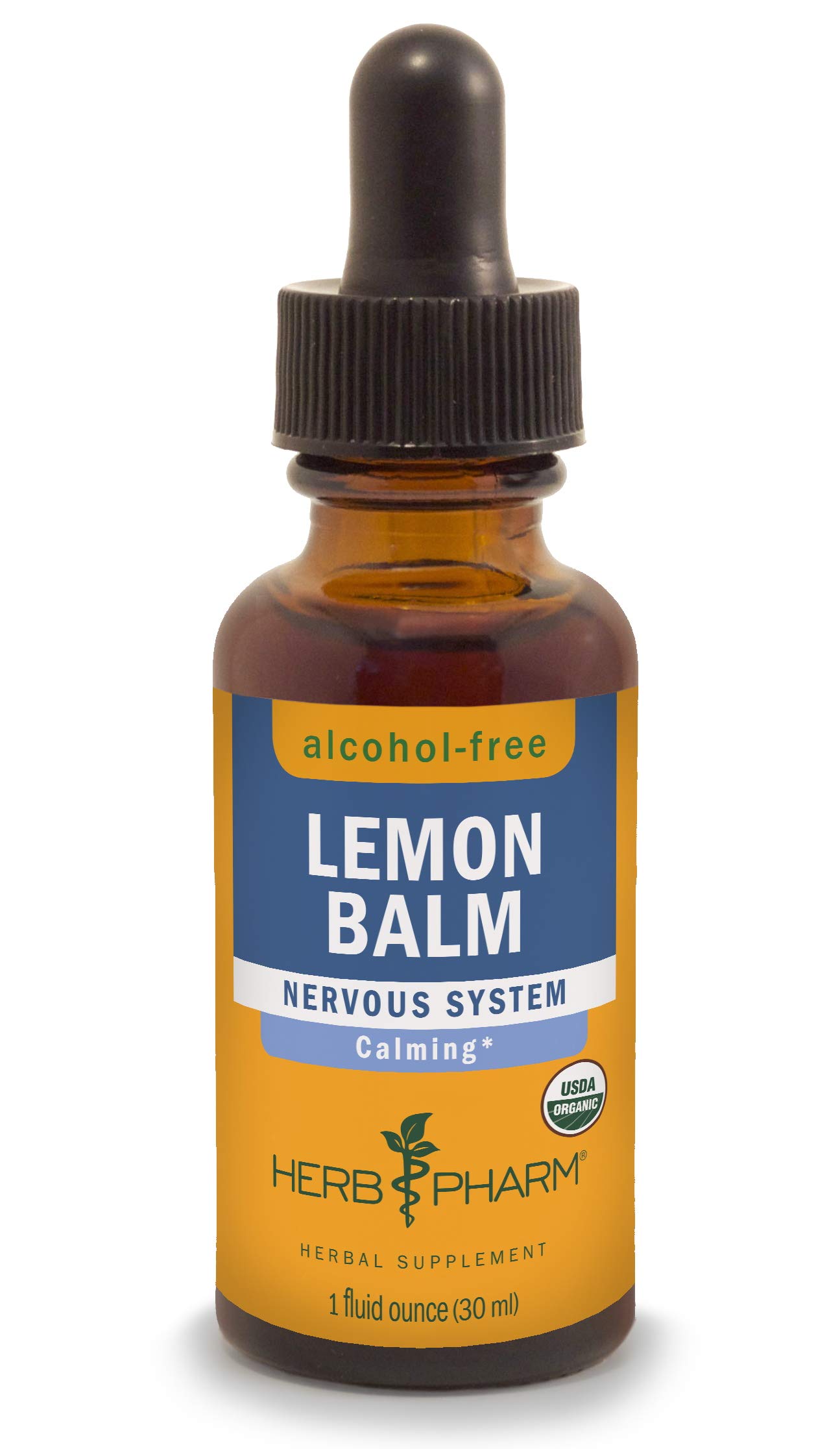 Herb Pharm Certified Organic Lemon Balm Liquid Extract for Calming Nervous System Support, Alcohol-Free Glycerite, 1 Oz