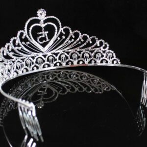 Janefashions Quinceanera Sweet 15 Fifteen 15th Birthday Party coronas de quinceañeras Clear White Austrian Rhinestone Tiara Crown with Hair Combs Princess Gold Silver T1756 (Silver With Combs)