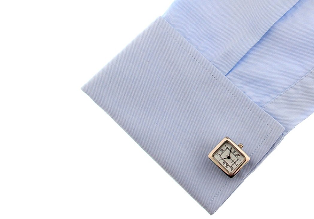 MRCUFF Real Working Watch Pair Cufflinks in a Presentation Gift Box & Polishing Cloth