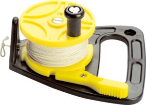 scubamax 150ft or 270ft reel with thumb stopper for scuba diving kayaking canoeing and more