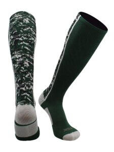 tck sports digital camo over the calf socks, dark green, x-large