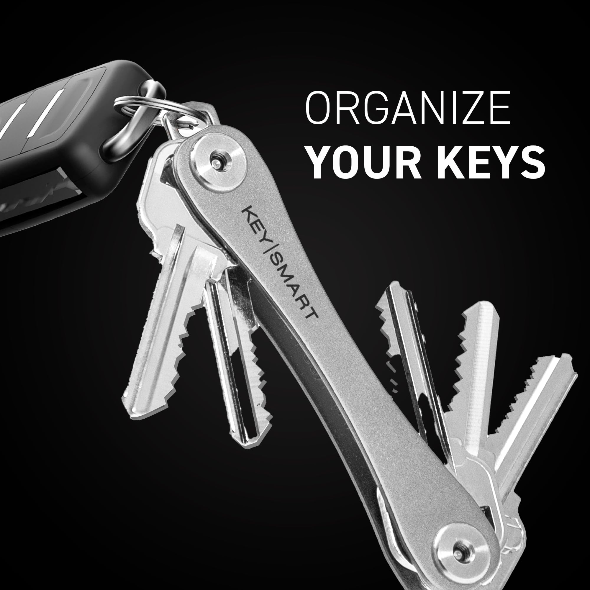 KEYSMART Key Holder for Keychain Key Ring - Compact Key Organizer Key Chain Key Case, Minimalist Pocket-Sized EDC Keychain, Loop Piece for Car Fobs, Expandable (up to 14 Keys, Titanium)