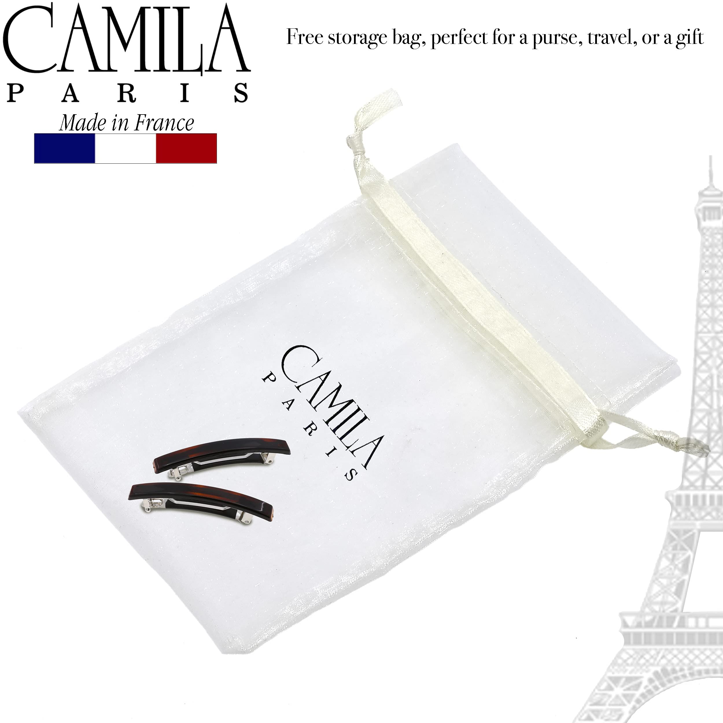 Camila Paris AD1/2 French Hair Barrette Clip for Girls, Set of 2 Rubberized Metal Clasp Strong Hold Grip Hair Clips for Women, No Slip Durable Styling Girls Hair Accessories, Made in France