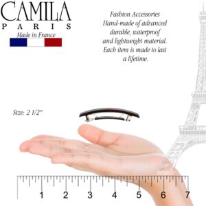 Camila Paris AD1/2 French Hair Barrette Clip for Girls, Set of 2 Rubberized Metal Clasp Strong Hold Grip Hair Clips for Women, No Slip Durable Styling Girls Hair Accessories, Made in France