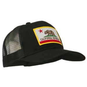 e4Hats.com California State Flag Patched Twill Mesh Cap - Black OSFM