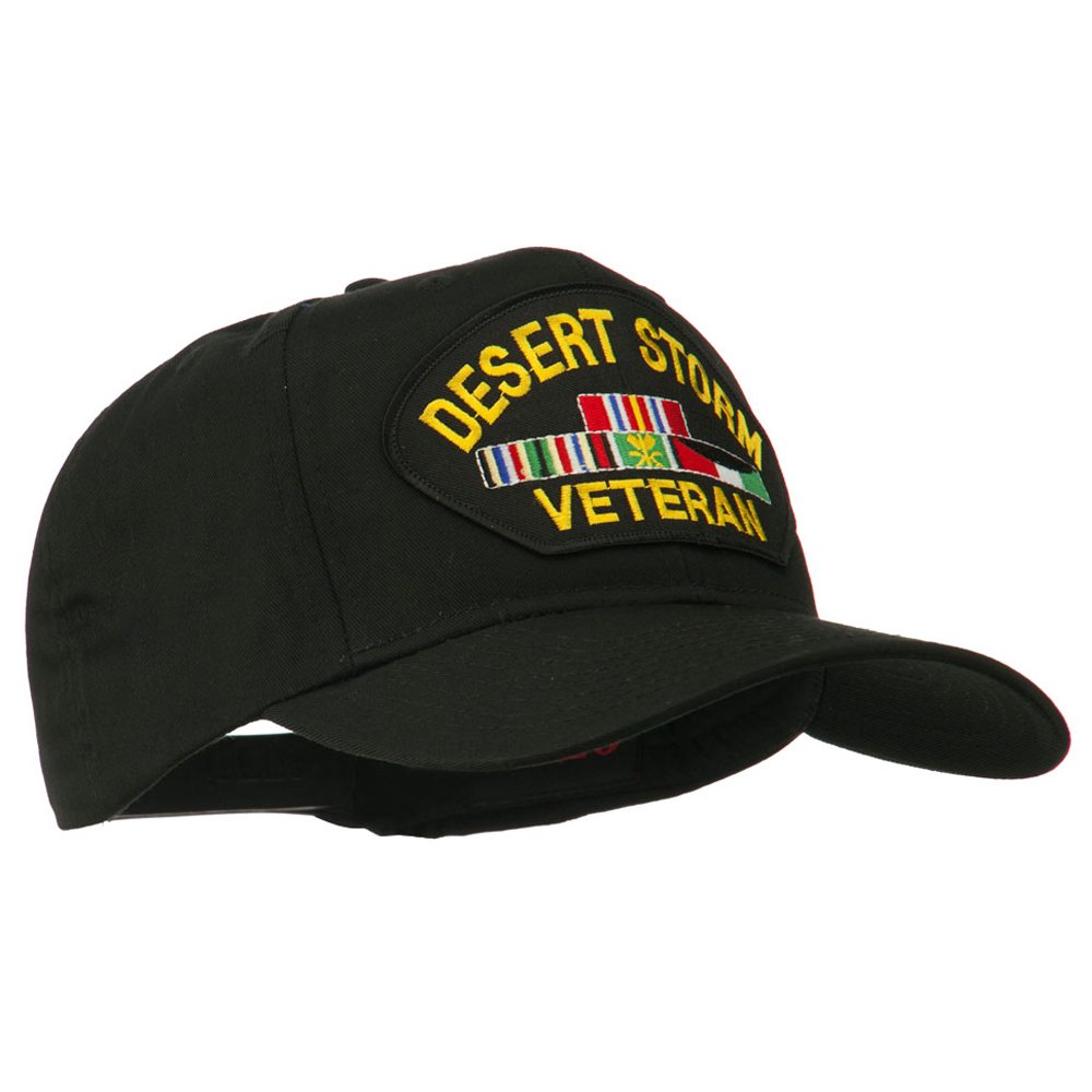 e4Hats.com Desert Storm Veteran Patched Cotton Twill Cap - Black OSFM