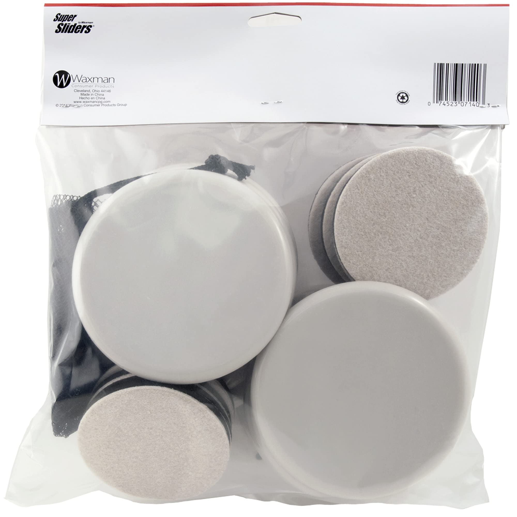 Super Sliders Assorted Round Reusable Multi-Surface Furniture Sliders with Drawstring Bag, Beige (21 Pack)