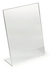 displays2go set of 25, clear acrylic display frames for 8-1/2 x 11 inches signs, slant back lucite picture stands, slide-in paper from the side (ash8511)