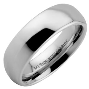 mj metals jewelry 7mm classic polished tungsten carbide mirror finished comfort fit wedding band ring size 11