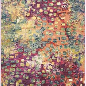 SAFAVIEH Monaco Collection Area Rug - 5'1" x 7'7", Pink & Multi, Boho Chic Abstract Watercolor Design, Non-Shedding & Easy Care, Ideal for High Traffic Areas in Living Room, Bedroom (MNC225D)