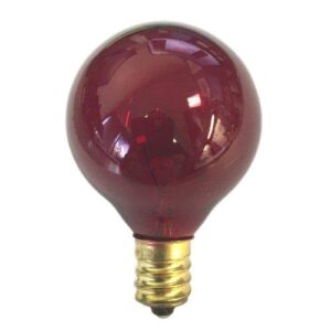 sival - g40 globe light replacement bulb transparent red, 25-pack, 5 watts, candelabra base (e12)