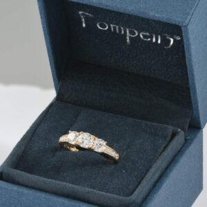 P3 POMPEII3 1ct 3 Stone Diamond Engagement Ring 14K Yellow Gold - Size 7