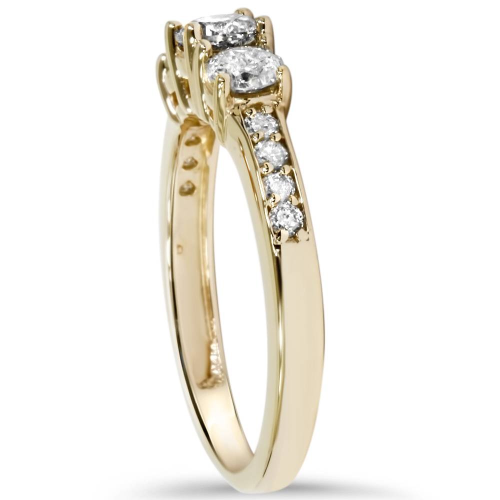 P3 POMPEII3 1ct 3 Stone Diamond Engagement Ring 14K Yellow Gold - Size 7