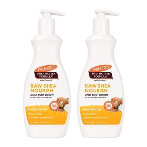 palmer's shea formula raw shea body lotion, pump, 13.5 fl oz (pack of 2) - packaging may vary