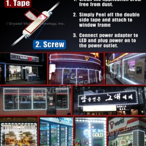 Crystal Vision CVT3SW3K-KIT50 LED Storefront Window Kit/Plug & Play Samsung LED Bulb Made in Korea 50 ft, White