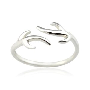 elbluvf 925 sterling silver deer adjustable antler ring 1.4g (small size)